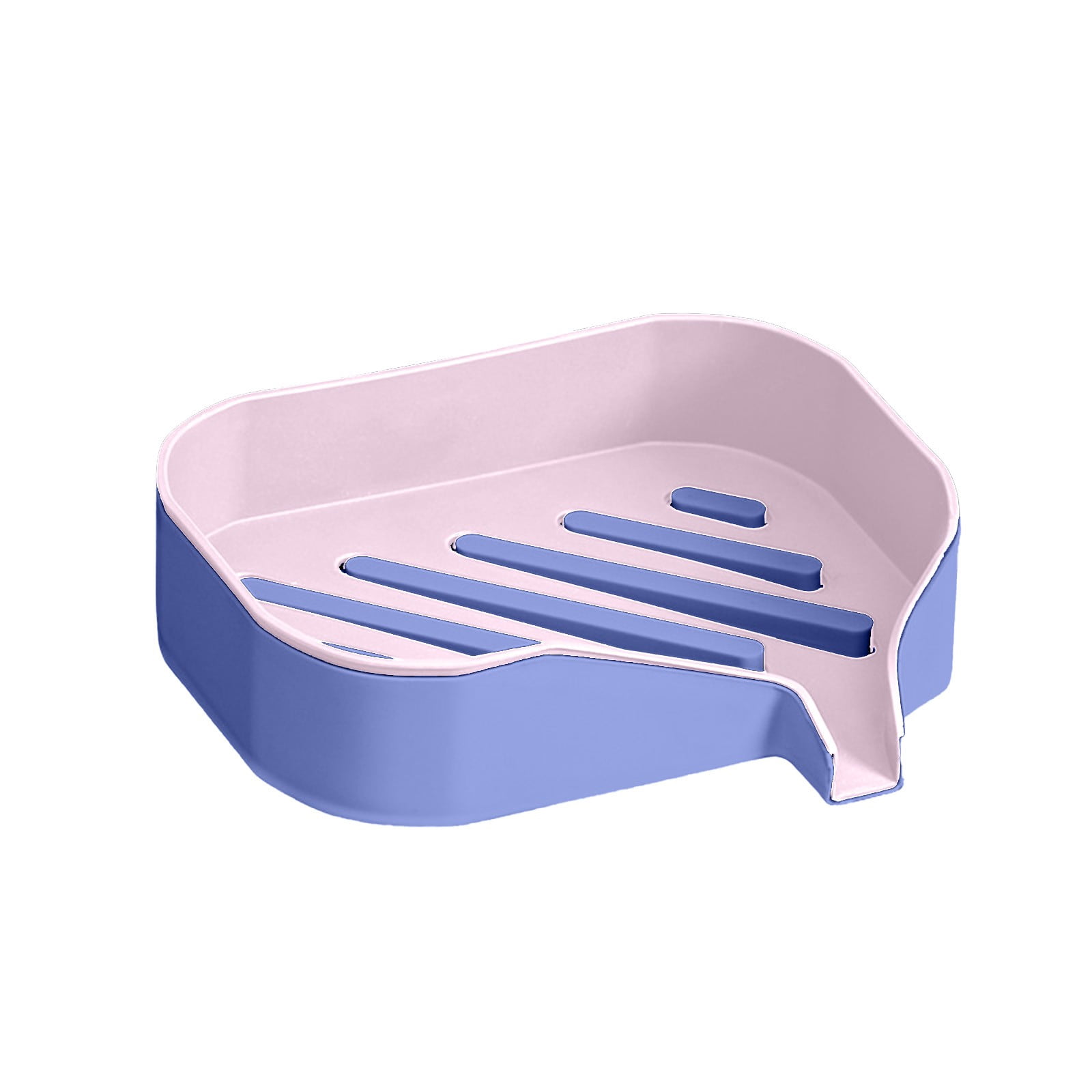Double-Layer Non-Perforated Wall-Mounted Soap Box, Blue Plastic ...