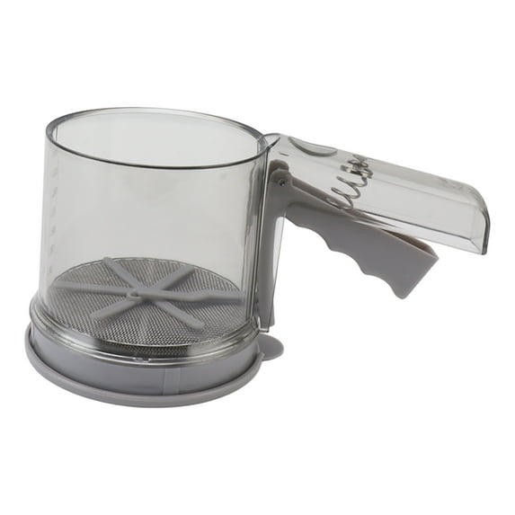 Double Layer, One-Hand Operation Kitchen Powder Sieve Transparent ...