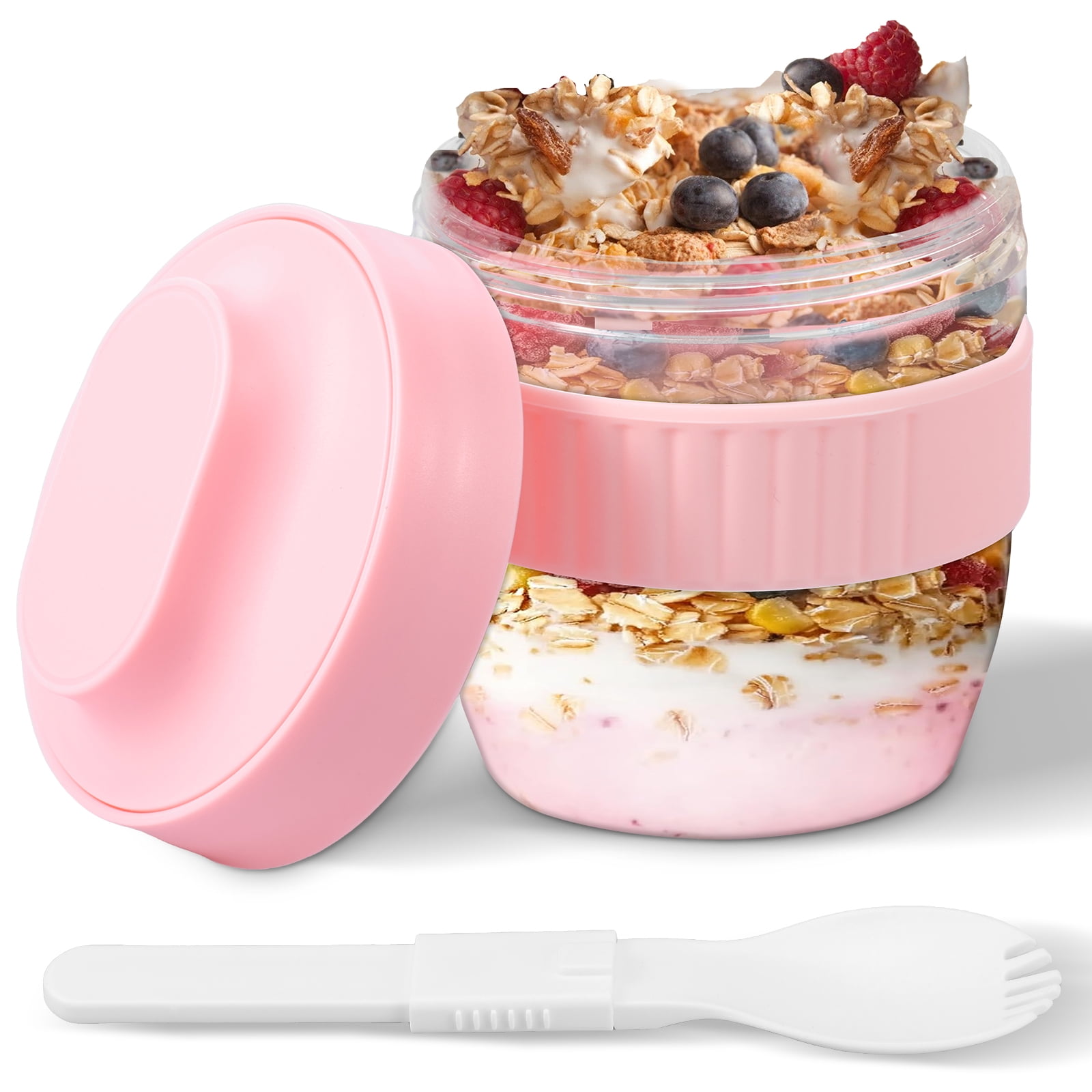 Double Layer Overnight Oats Container with Lid and Spoon Reusable ...