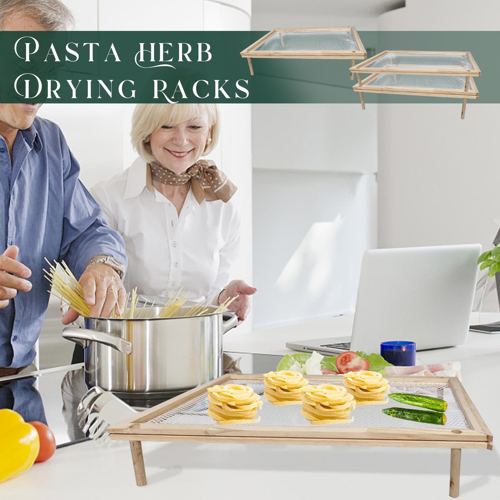 Double Layer Pasta Herb Drying Rack Drying Wooden Air Drying Rack ...