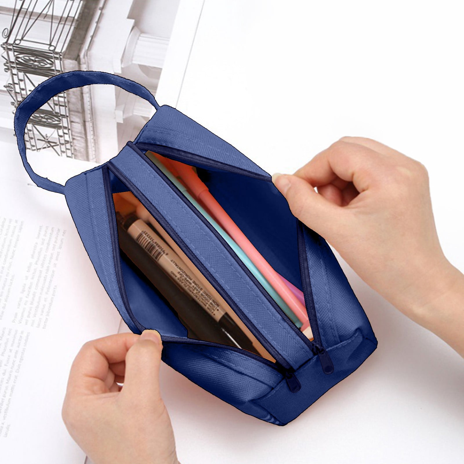 Double Layer Pencil Case - Oxford Cloth Durable, Large Capacity ...