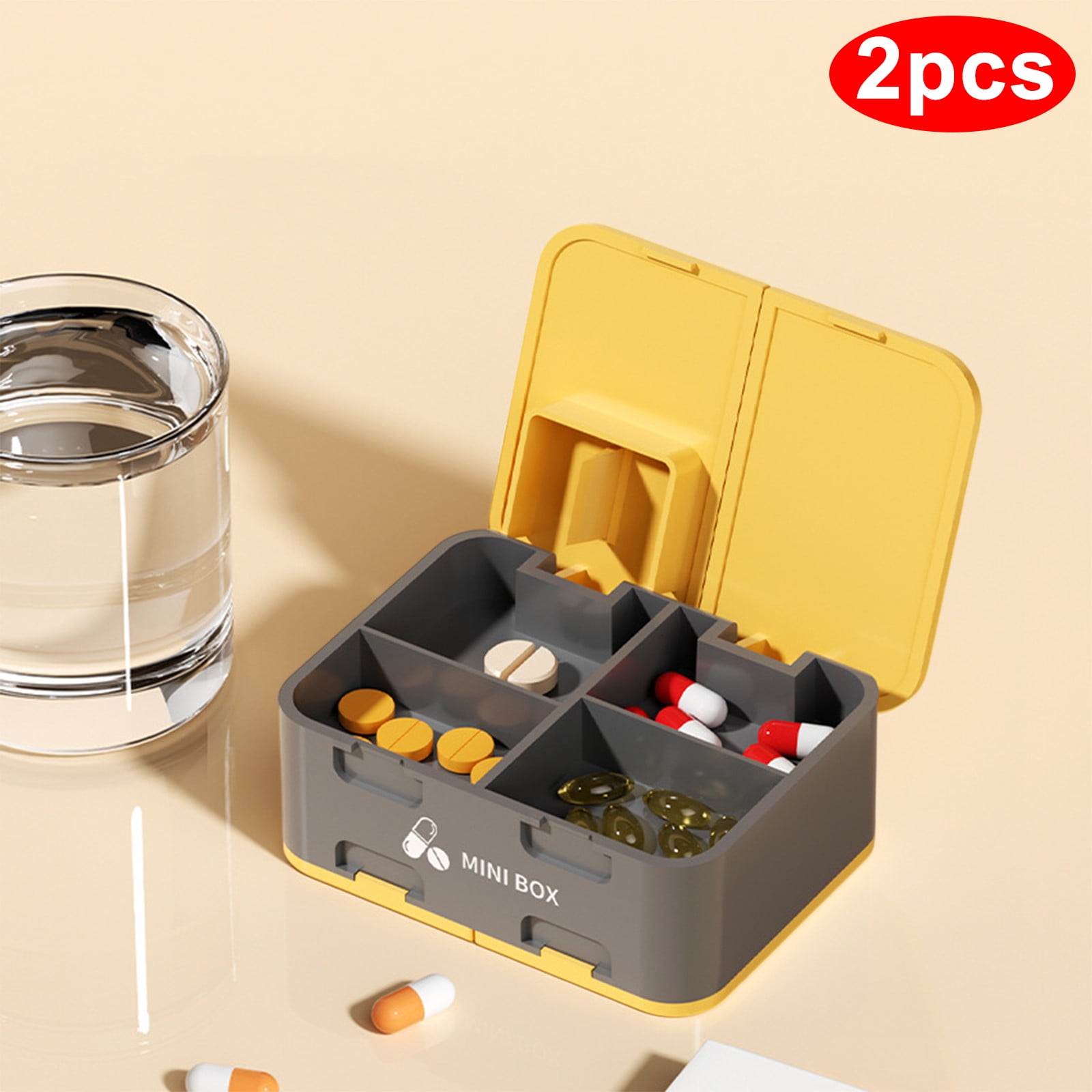 Double Layer Pill Cutter & 7-Day Medicine Organizer: Compact, Sealed ...