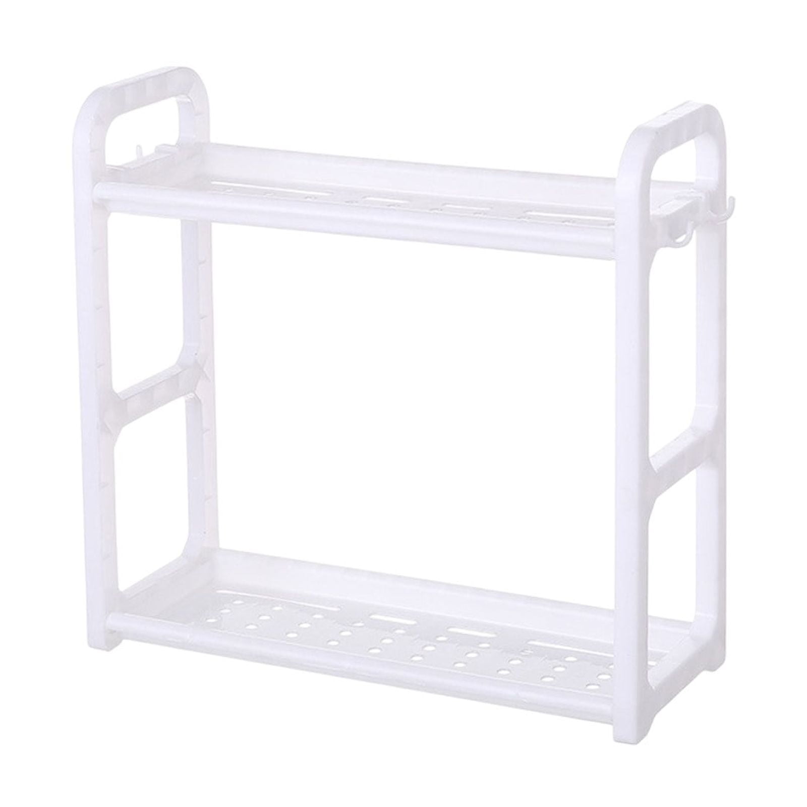 Double Layer Plastic Base Storage Rack White Multifunctional Kitchen ...