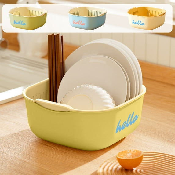 Double-Layer Plastic Drain Basket for Kitchen | Multi-Functional ...