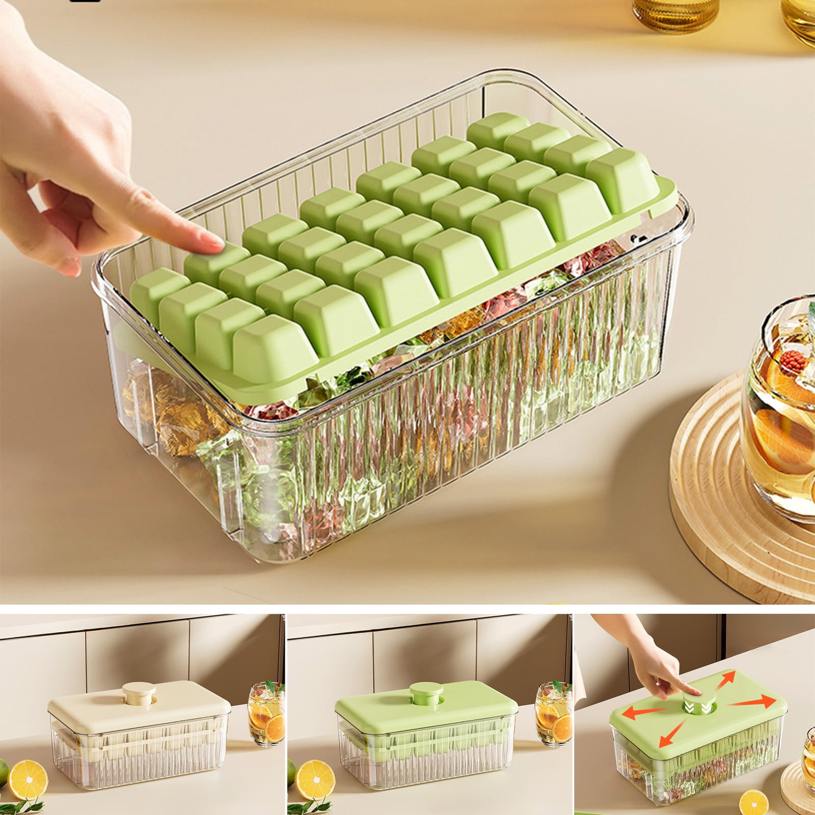 Double Layer Press Ice Maker,Home Refrigerator Ice Tray,Insulated Cold ...