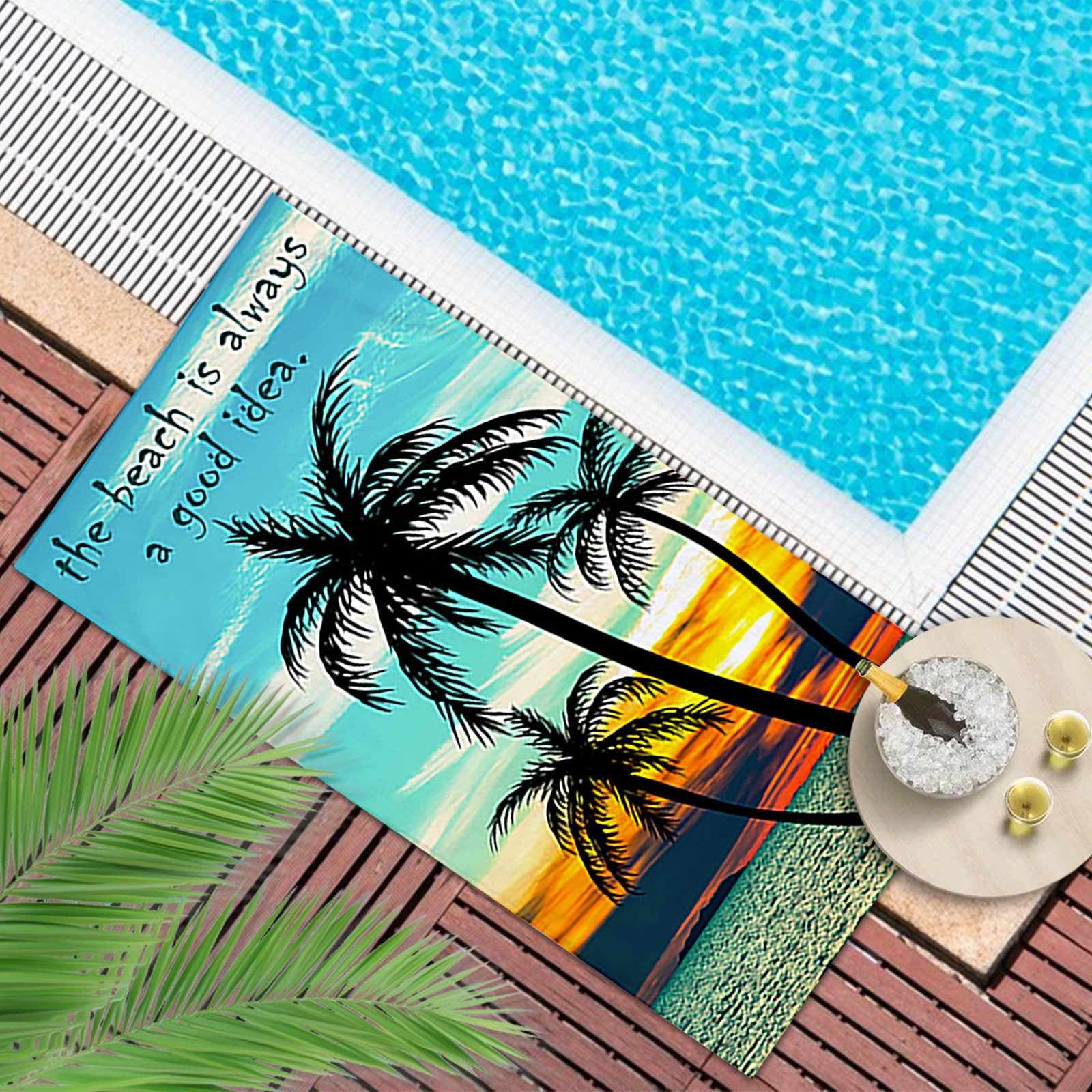Double Layer Printed Beach Towel, Soft Swimming Towel, Sun Shawl Cover ...