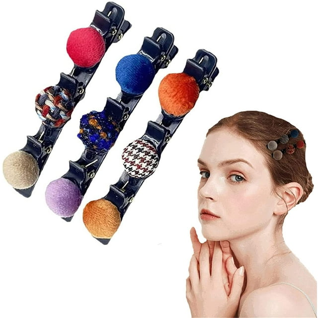 Double-Layer Retro Hairball Hair Clip, Double Bangs Hairstyle Hairpin ...