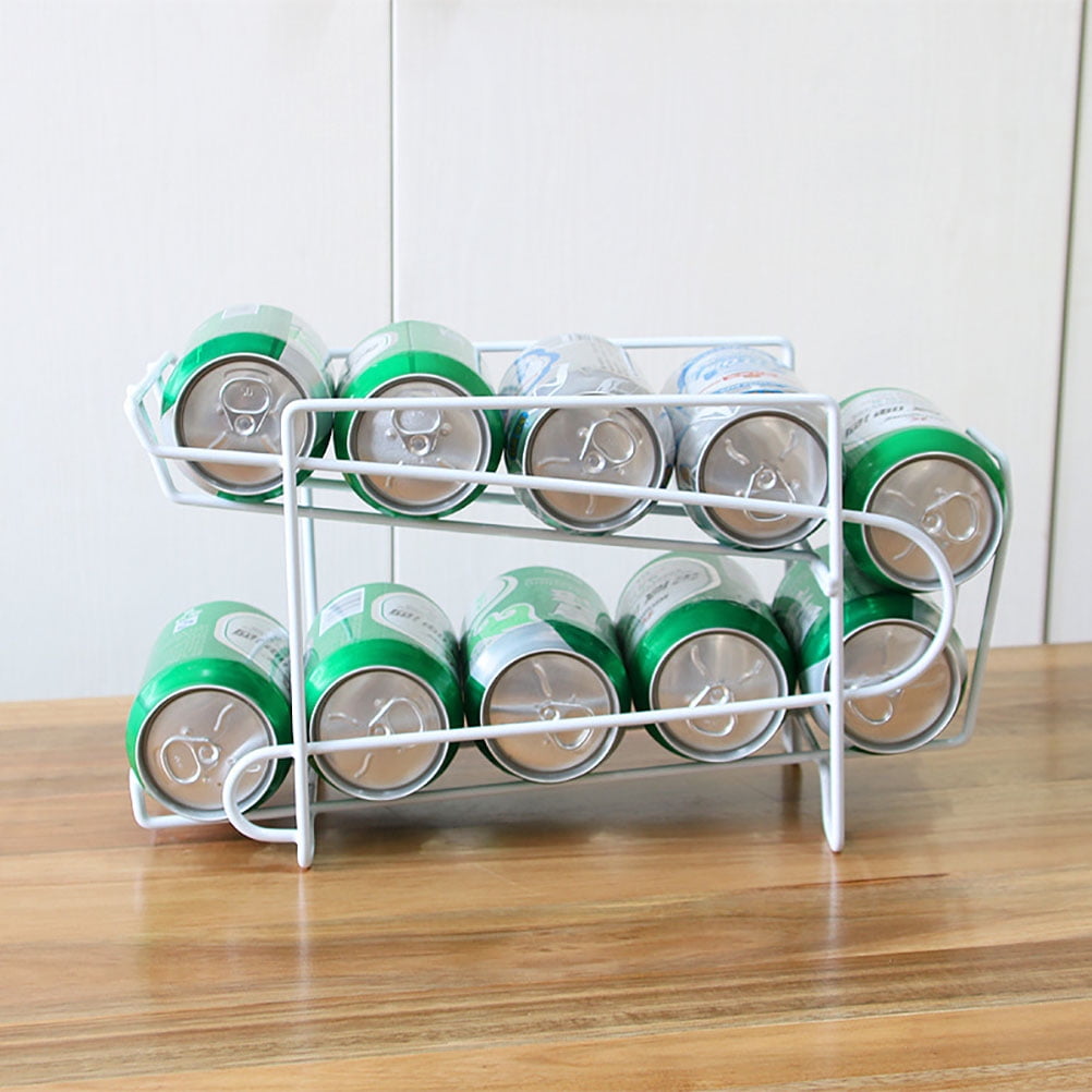 Double Layer Rolling Can Storage Rack — Refrigerator Beverage Organizer ...