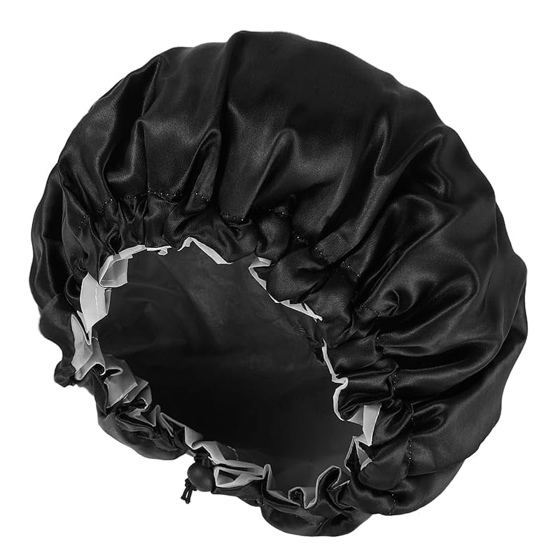 Double Layer Satin Bonnet for Men, Waterproof Bath Shower Cap ...