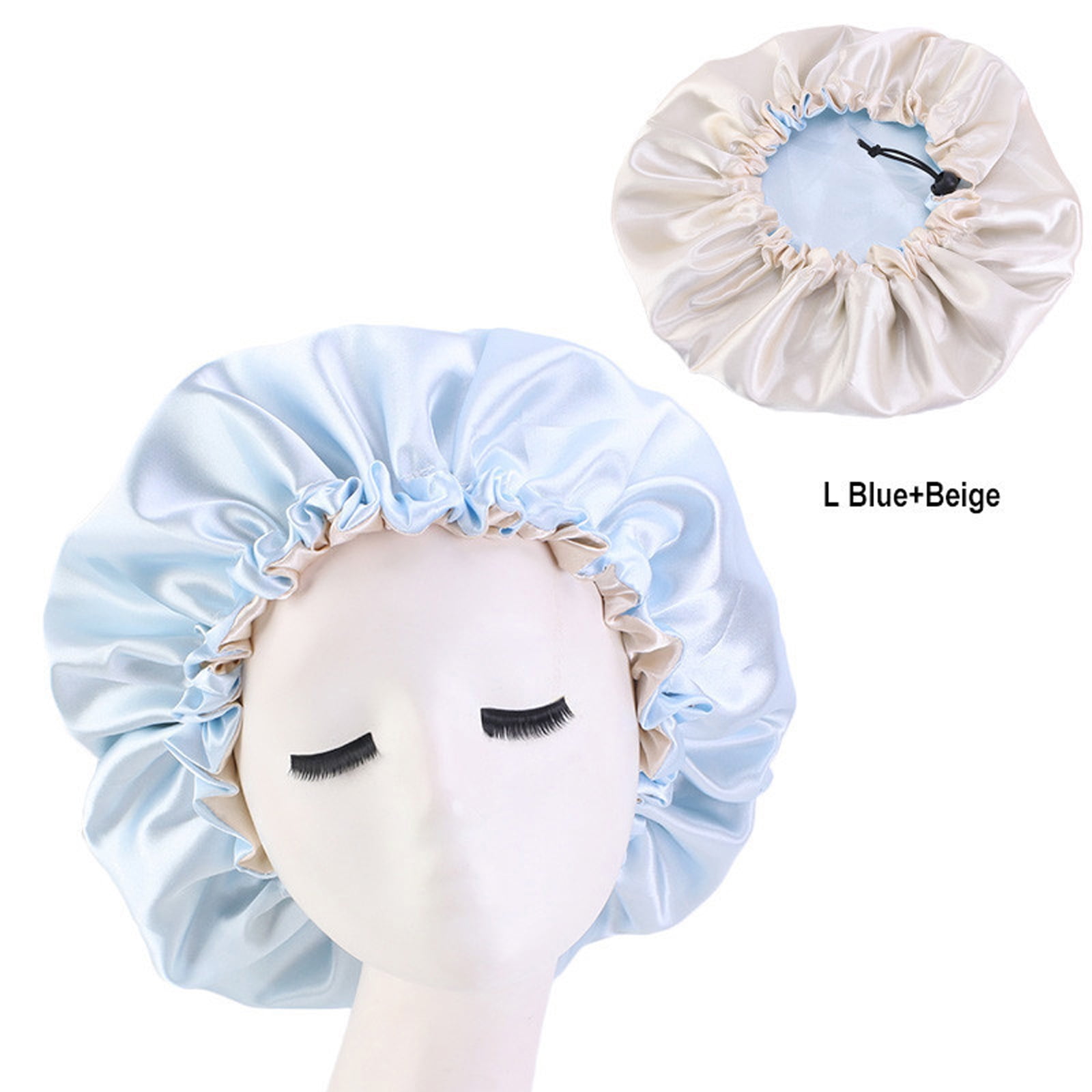 Double Layer Satin Shower Cap Large Chemotherapy Beauty Perm Cap with ...