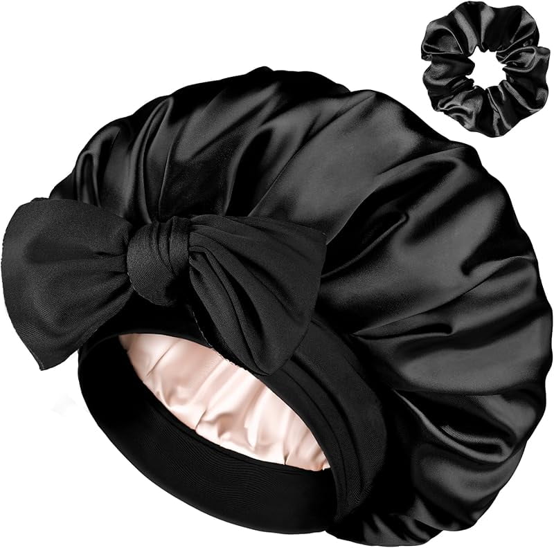 Double Layer Satin Silk Bonnet for Sleeping Hair Bonnet with Elastic ...