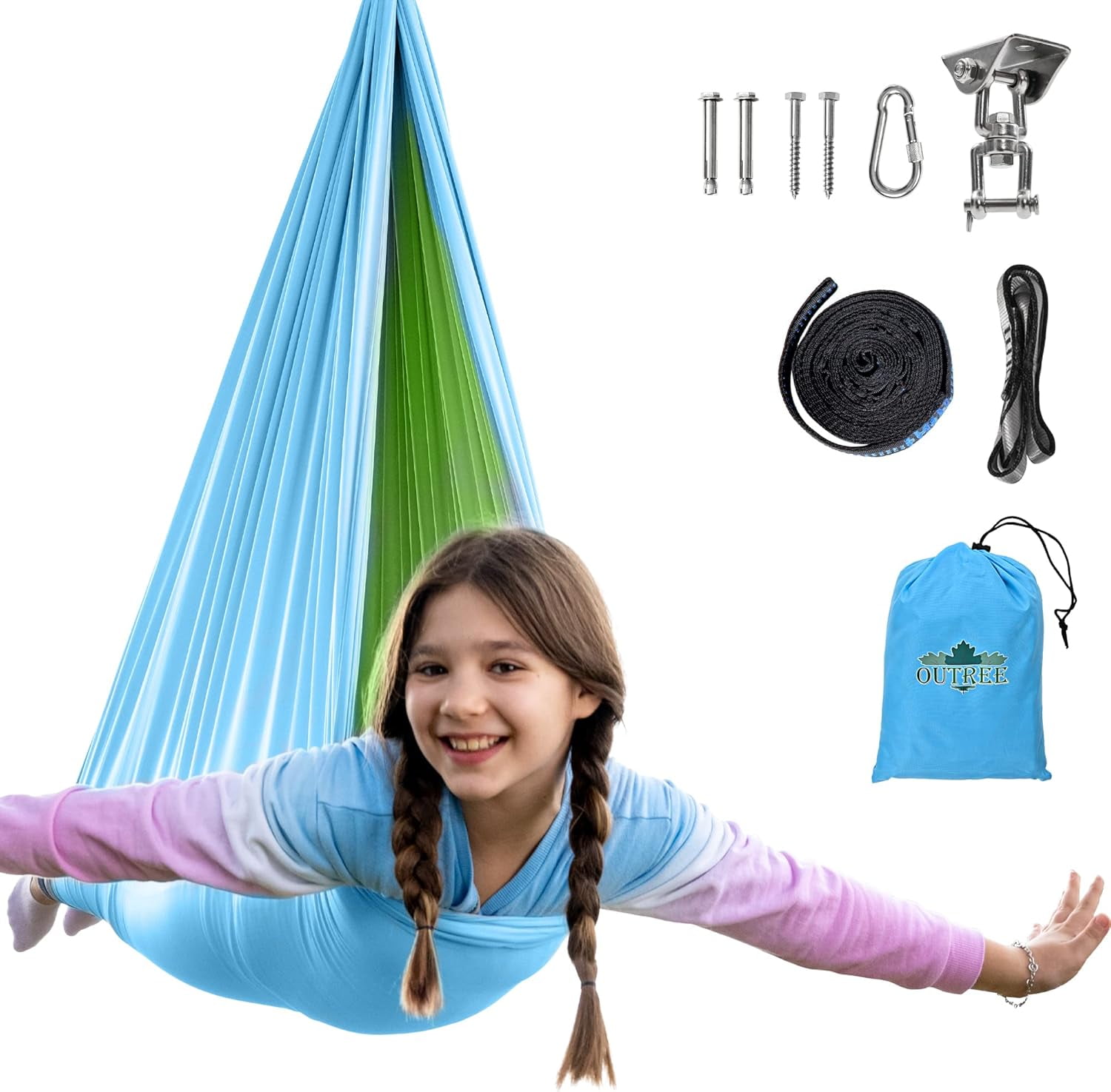 Double Layer Sensory Swing with 360 Swivel Hanger, Therapy Swing for ...