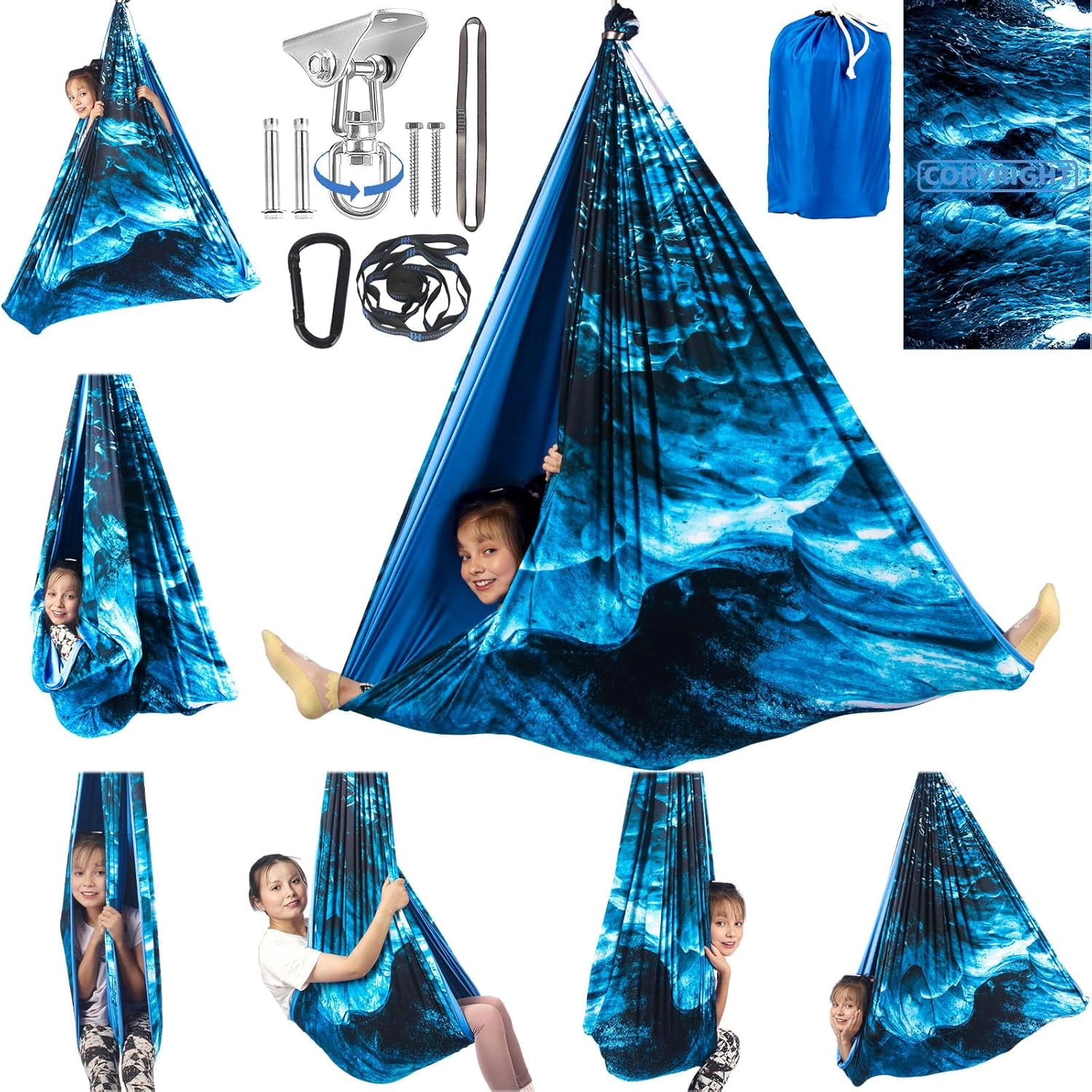 Double Layer Sensory Swing for Kids & Adults Holds up to Indoor and ...