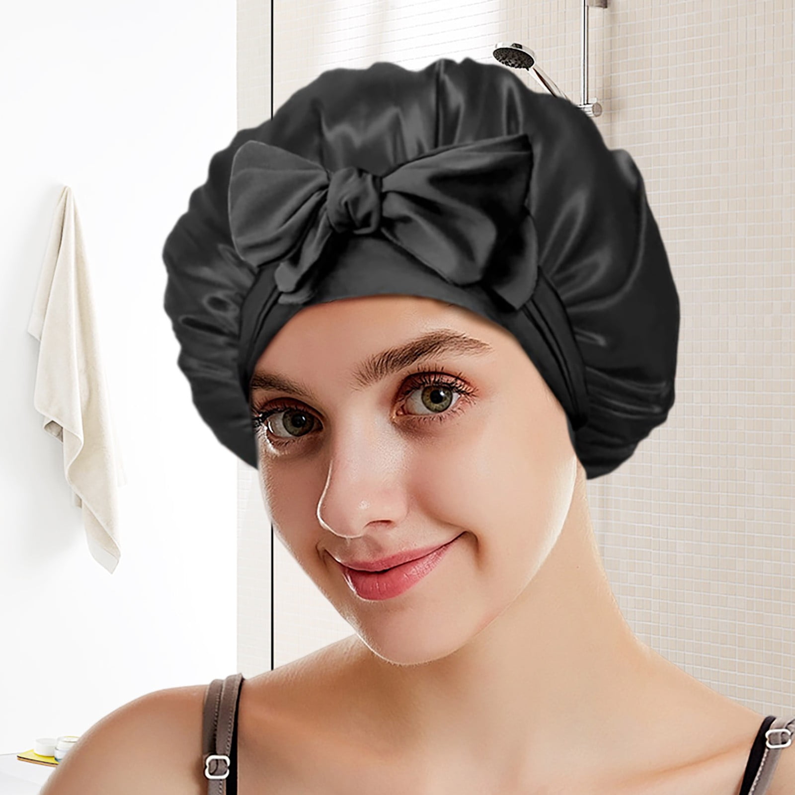Double Layer Silk Sleep Cap | Adjustable Satin Night Hat for Women ...