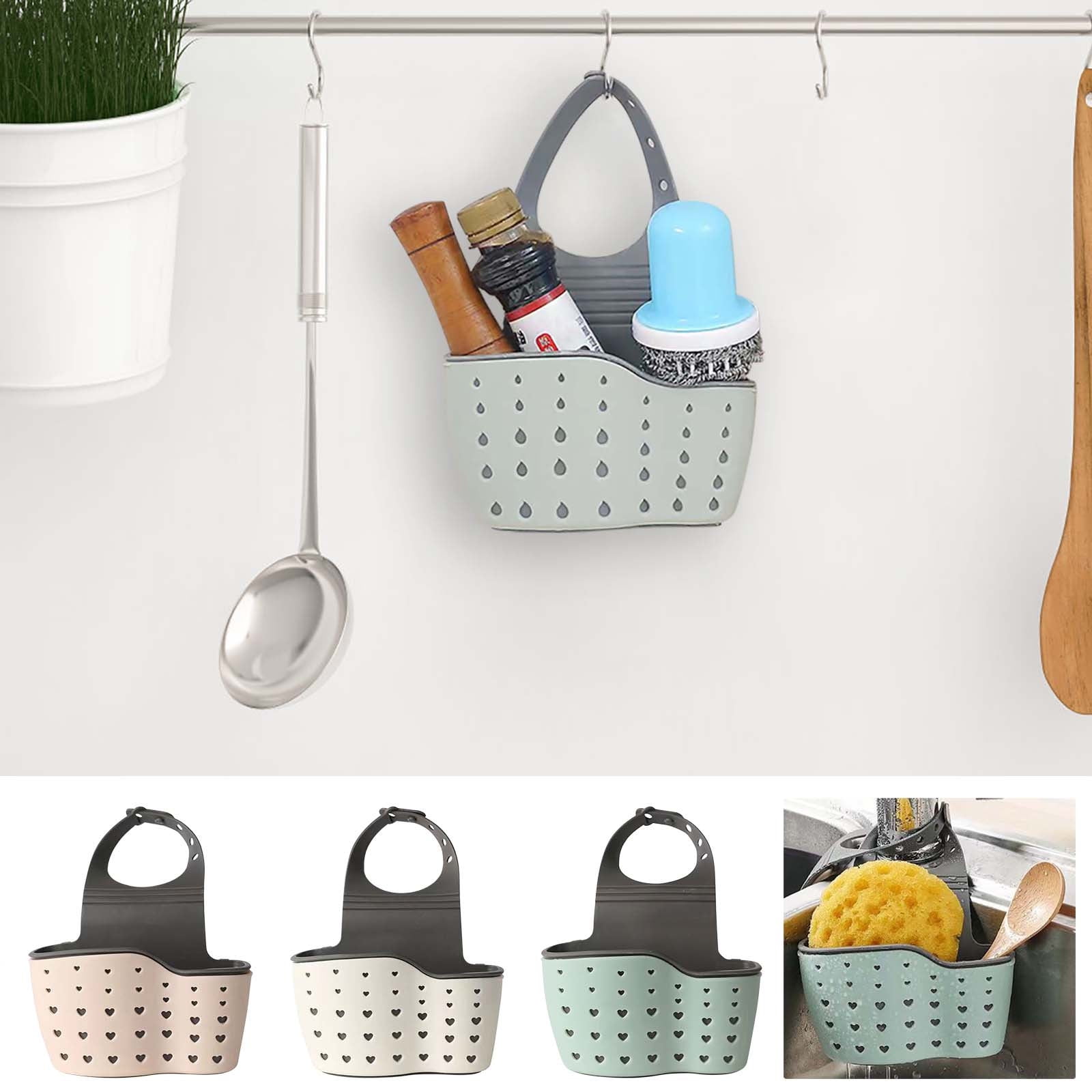 Double Layer Sink Draining Basket Hanging Rack | Thickened TPR Rubber ...