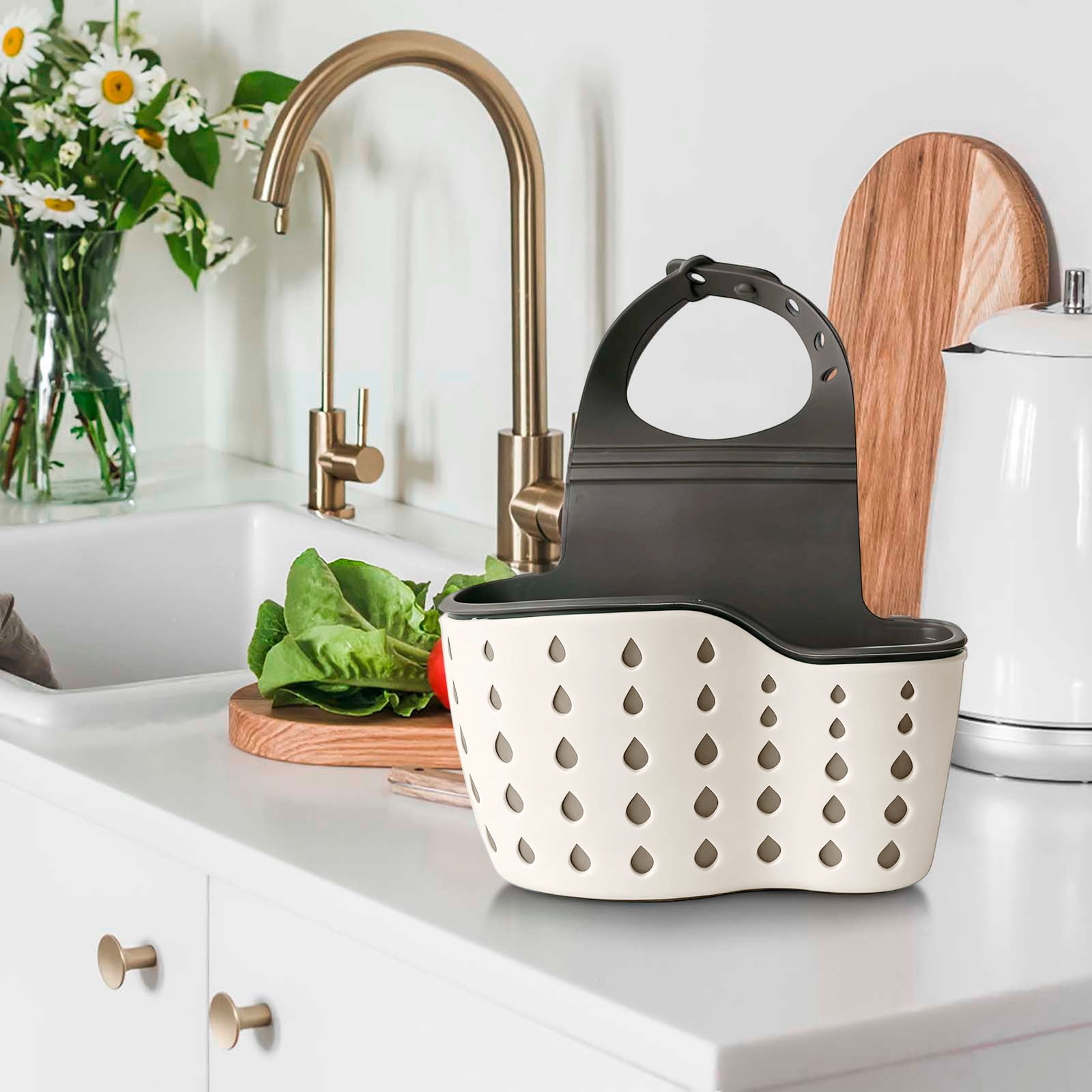 Double-Layer Sink Draining Basket | Hanging Se & Scrubber Holder ...