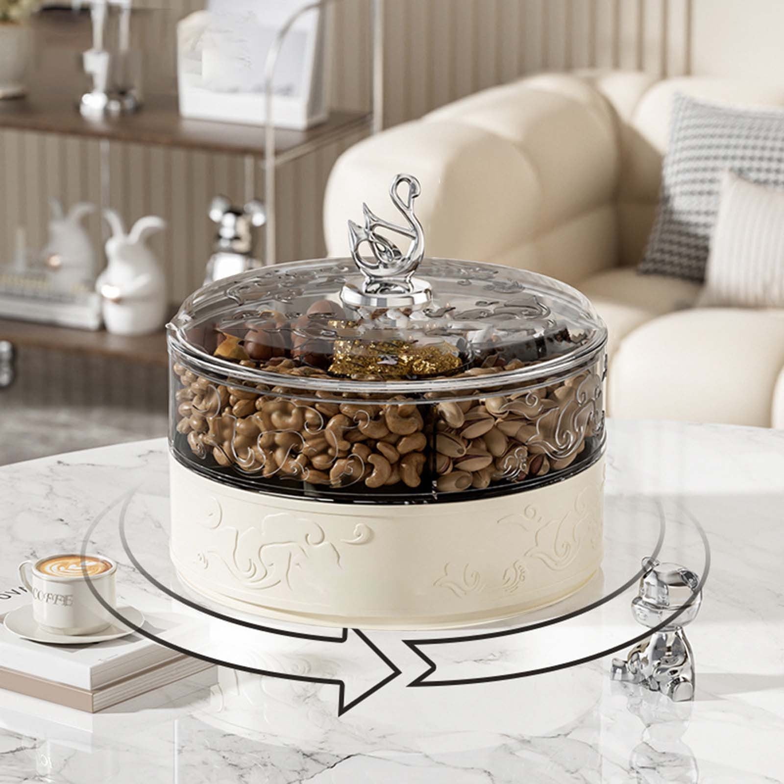 Double-Layer Snack Rotating Display Tray - Multi-Purpose Nut & Candy ...