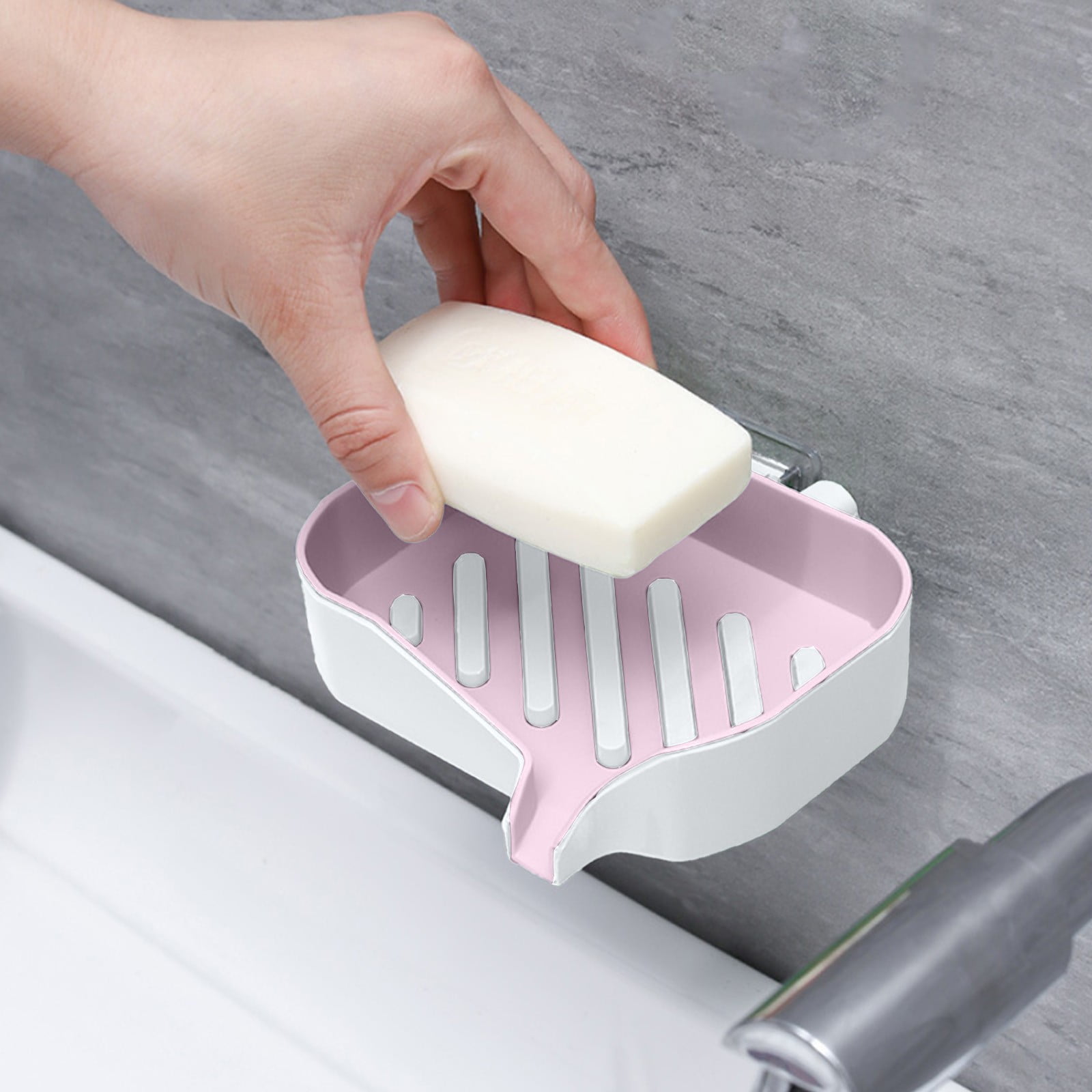 Double Layer Soap Box Wall Mounted | Non-Perforated Drainage Soap Holder | Minimalist Plastic ...
