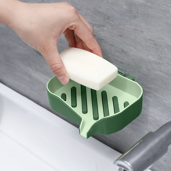 Double Layer Soap Dish Wall Mounted No Drill Bathroom Organizer ...