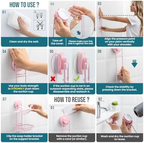 Double Layer Soap Holder, Bar Soap Dish Suction Cup for Shower Wall ...