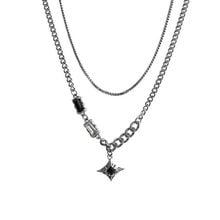 Double Layer Square Diamond Star Necklace - Men's Luxury Hip Hop Chain ...
