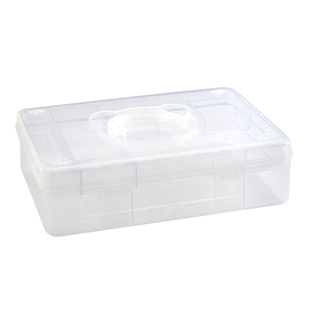 Double Layer Stackable Carry Box Clear Plastic Organizer Storage Box ...