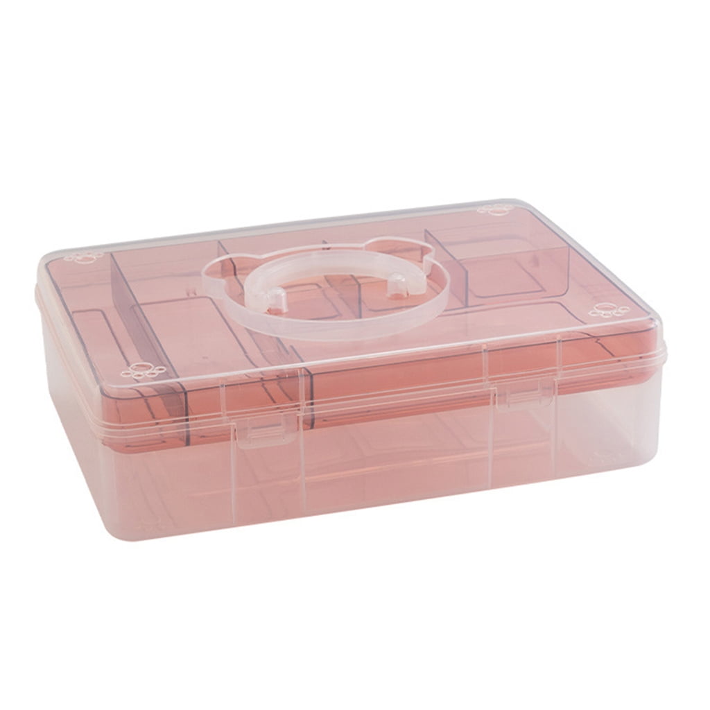 Double Layer Stackable Carry Box Clear Plastic Organizer Storage Box ...