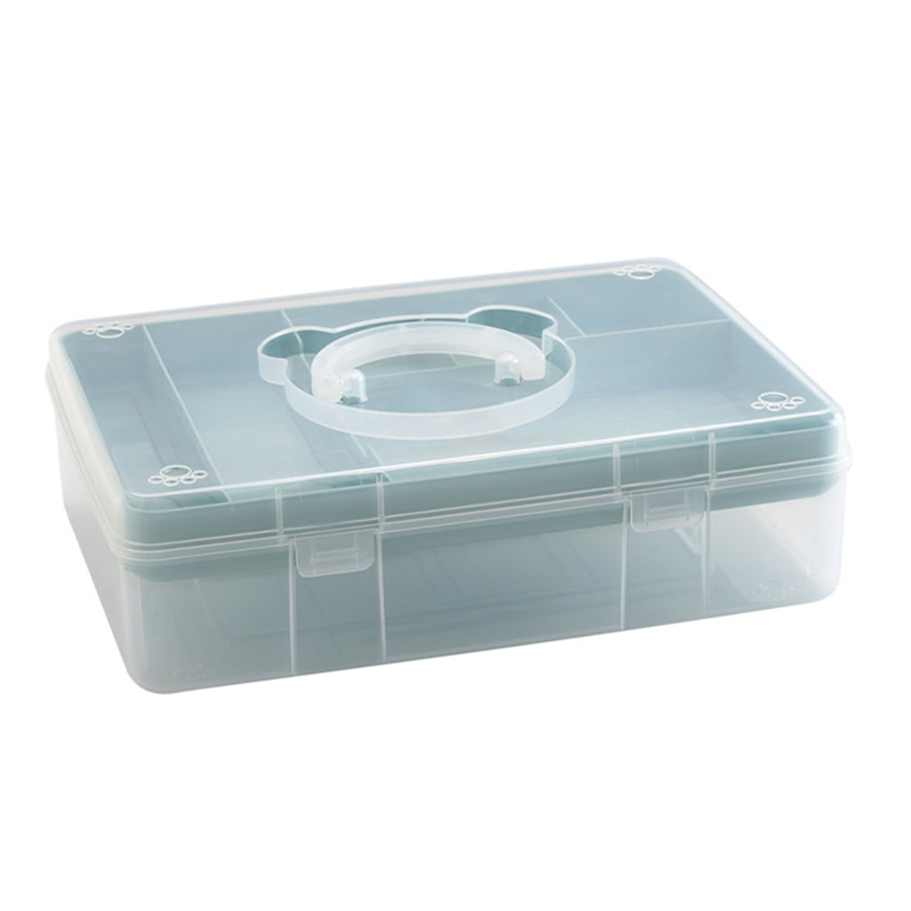 Double Layer Stackable Carry Box Clear Plastic Organizer Storage Box ...
