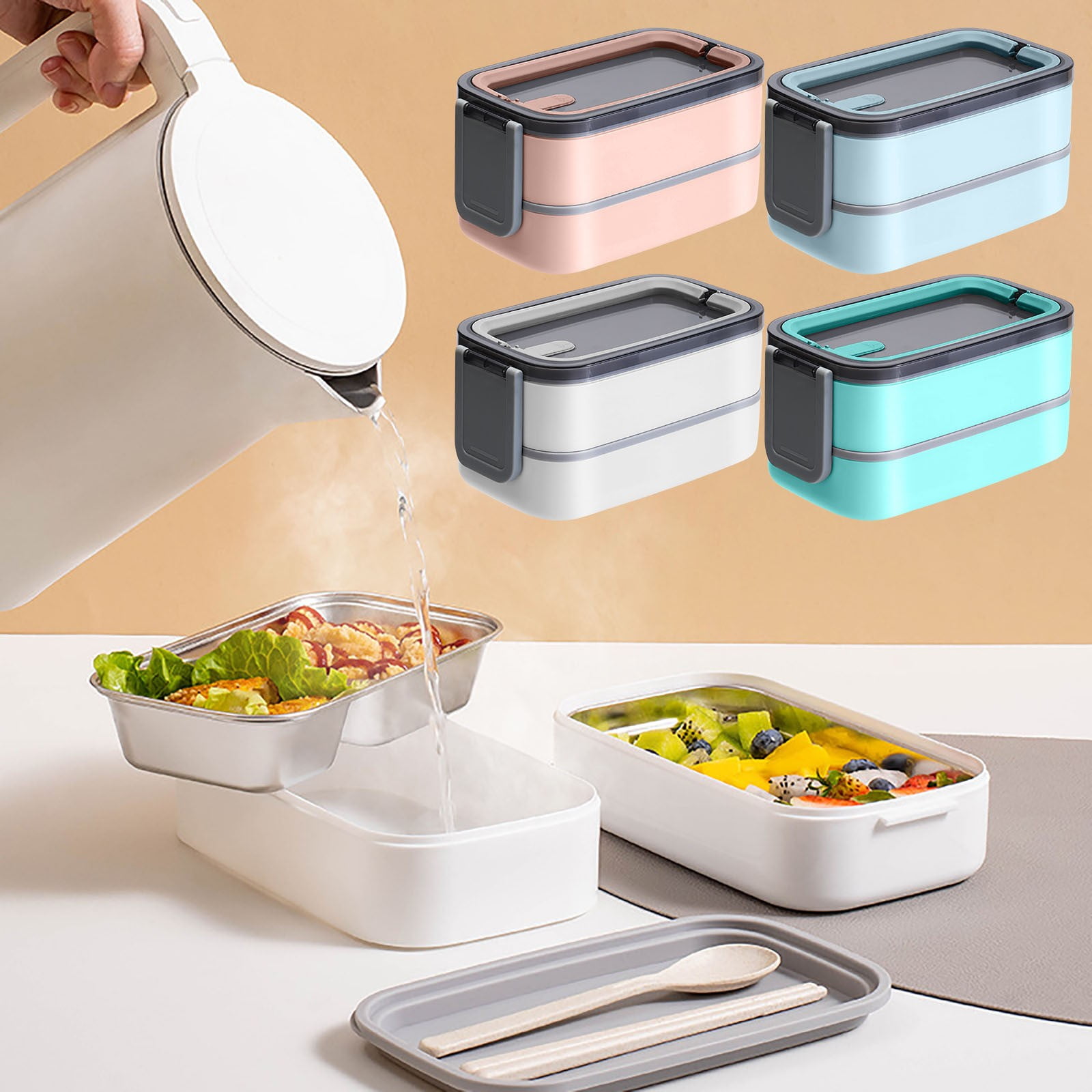 Double Layer Stainless Steel Lunch Box, Secure Food Storage, Insulated ...