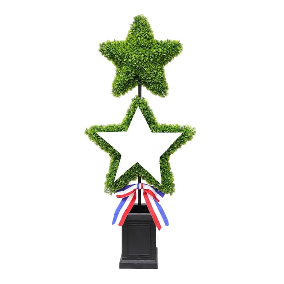 Double Layer Star Shaped Artificial Tree, Red White Blue Simulation ...