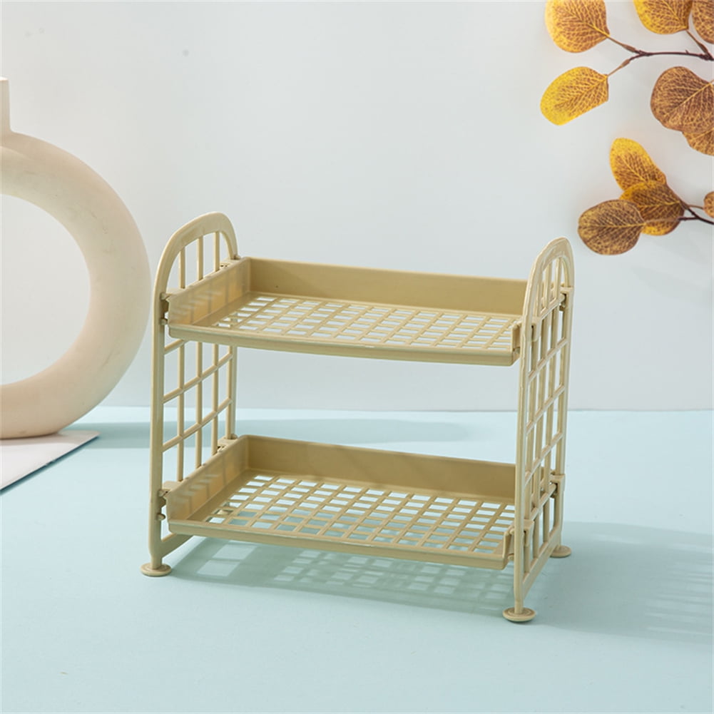 Double Layer Storage Rack Folding Household Bathroom Storage Shelf ...