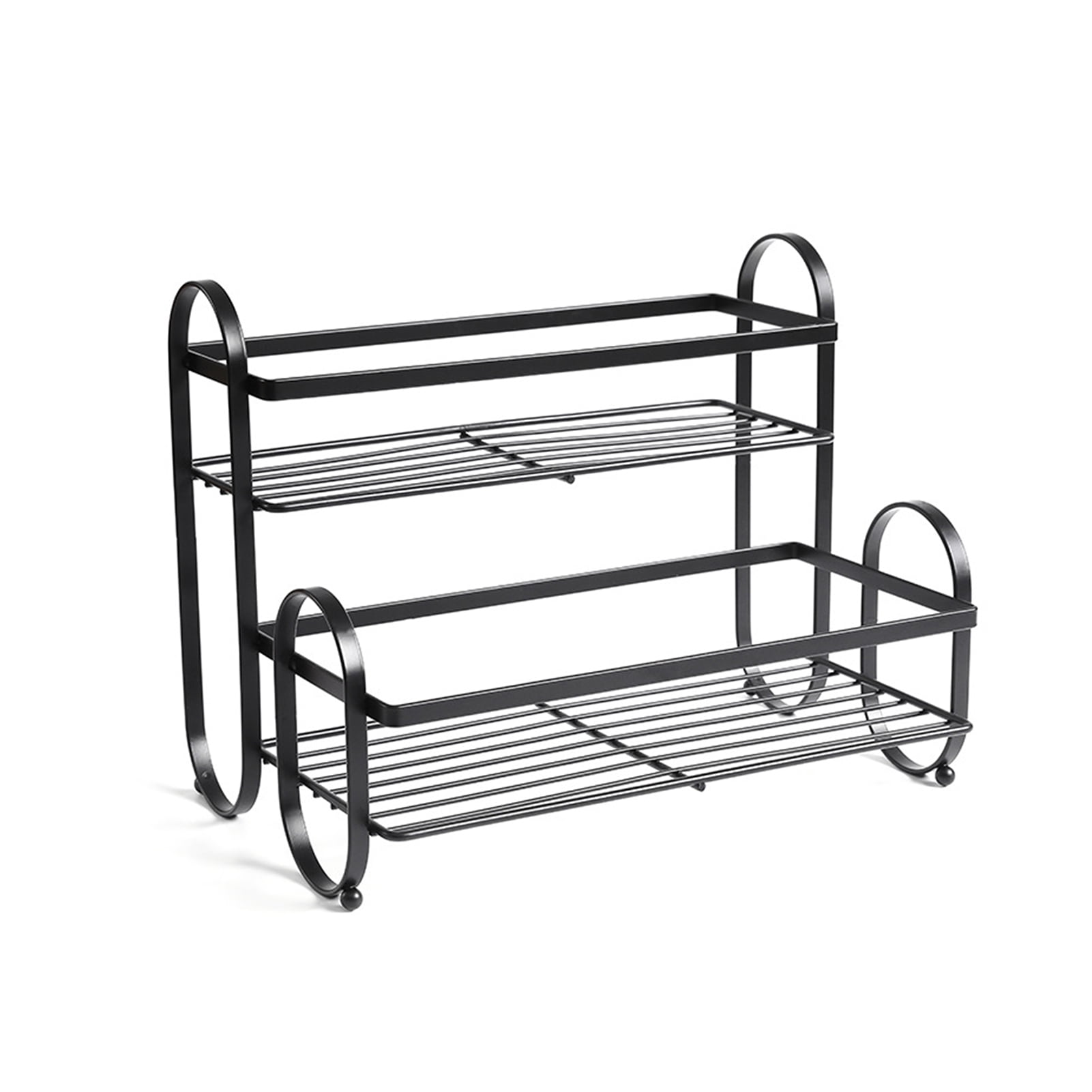 Double Layer Storage Rack Space saving Shape Handle Kitchen Spice ...