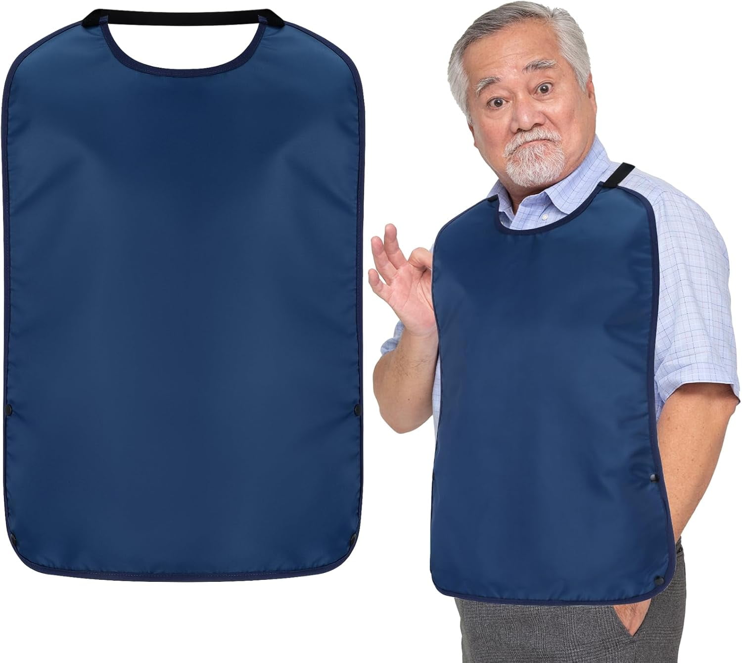 Double Layer Stretchable Adult Bibs with Crumb Catcher Waterproof ...
