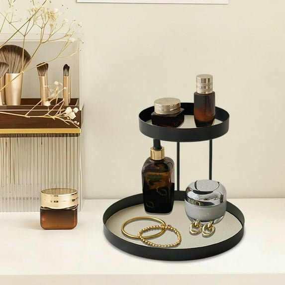 Double Layer Tabletop Storage Tray | Iron Jewelry & Cosmetics Organizer ...