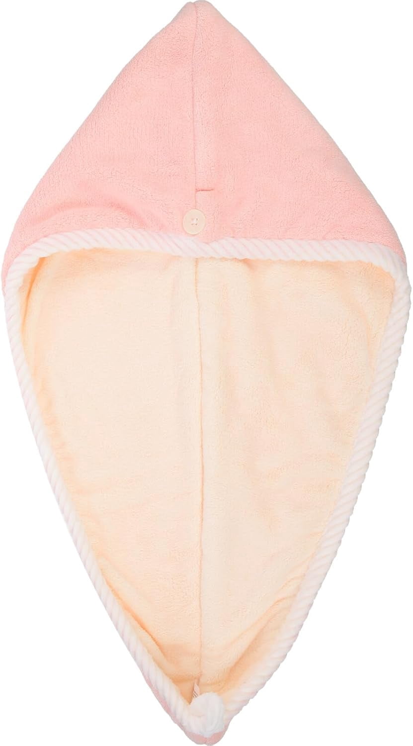 Double Layer Thick Coral Fleece Hair Drying Cap, Ultra Absorbent Rapid ...