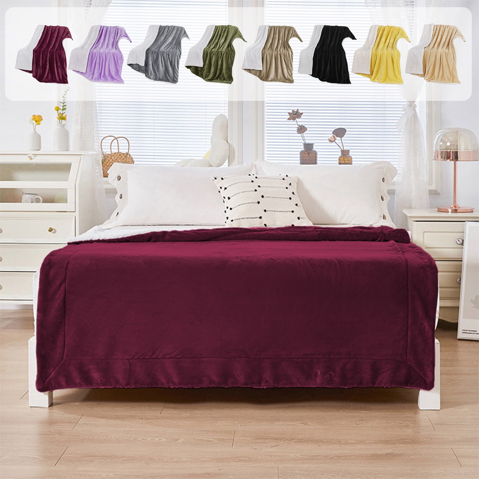 Double-Layer Thick Lamb Fleece Blanket - Flannel Coral Fleece Warm ...