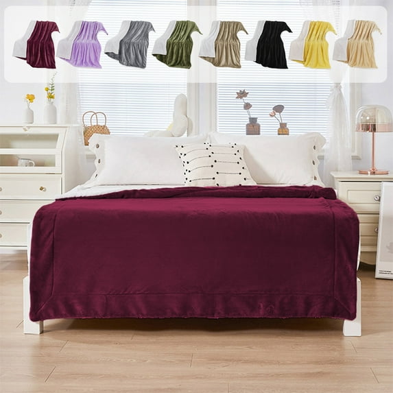 Double-Layer Thick Lamb Fleece Blanket - Flannel Coral Fleece Warm ...