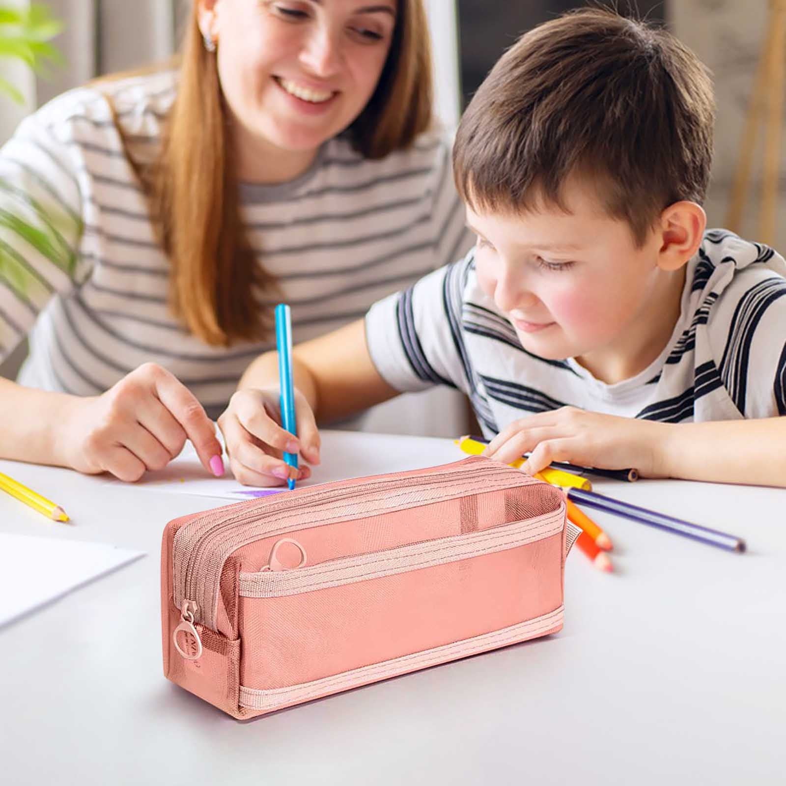 Double-Layer Transparent Mesh Pencil Case 8.27 x 3.15 x 1.97 Inches ...