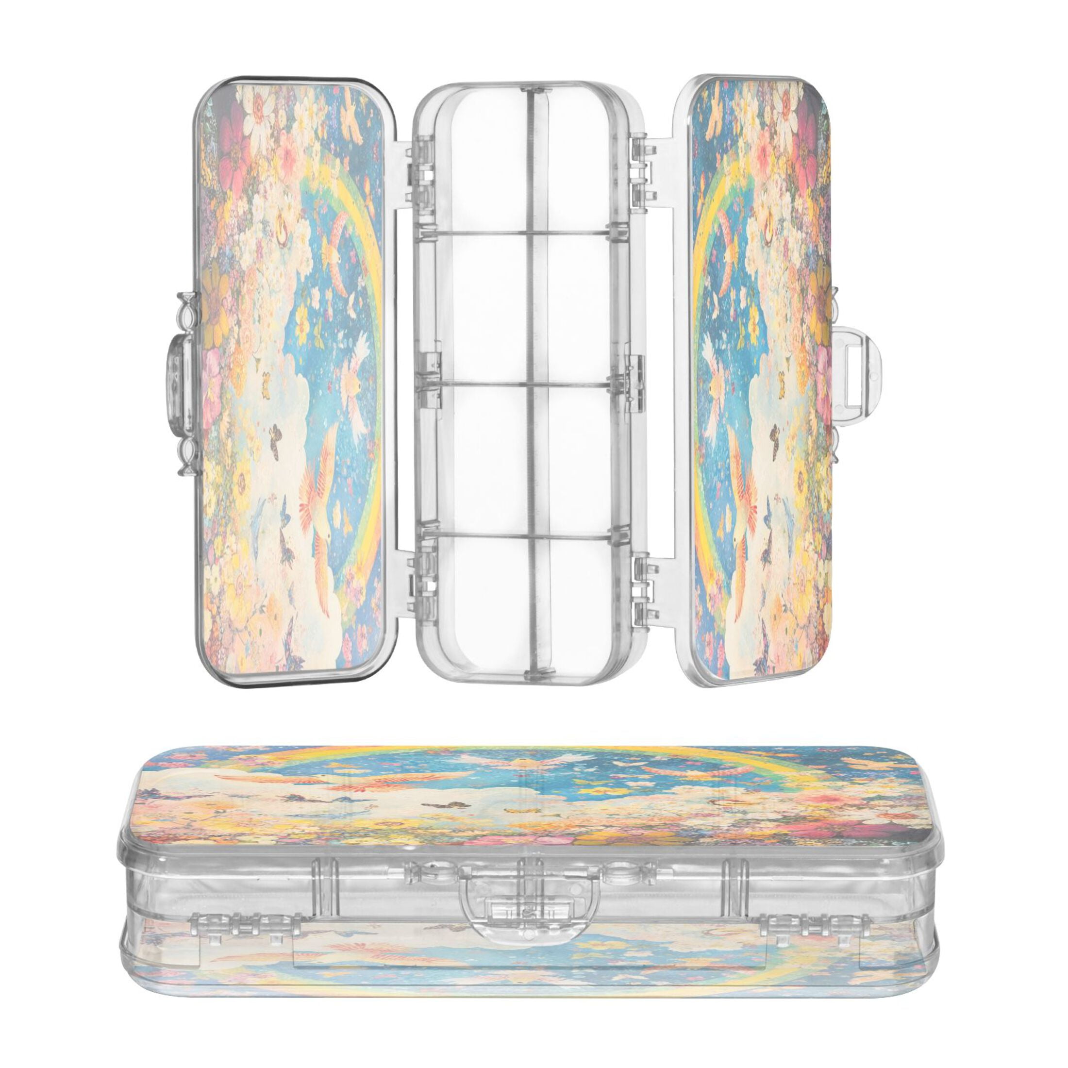 Double Layer Transparent Pen Case Clear Pencil Box Pencil Box Pencil ...