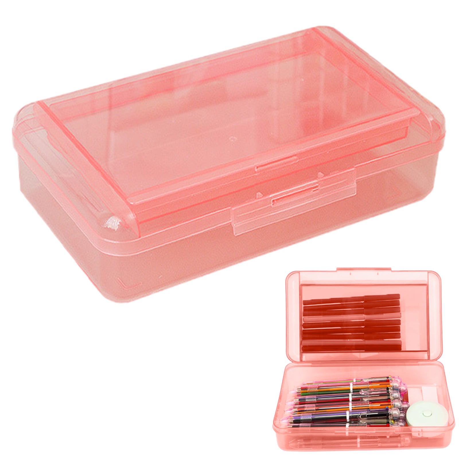 Double Layer Transparent Plastic Pencil Case Large Capacity Stationery Box, Hard Shell Pencil ...