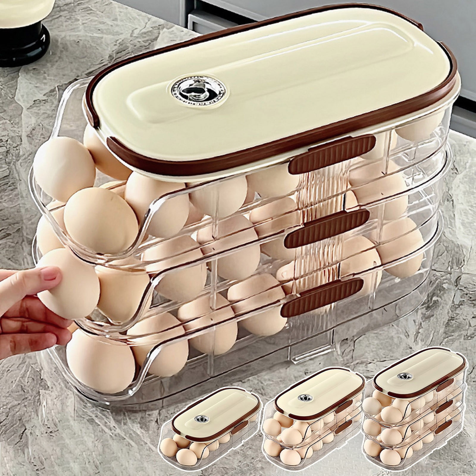 Double Layer Transparent Rolling Storage Box for Kitchen & Refrigerator ...