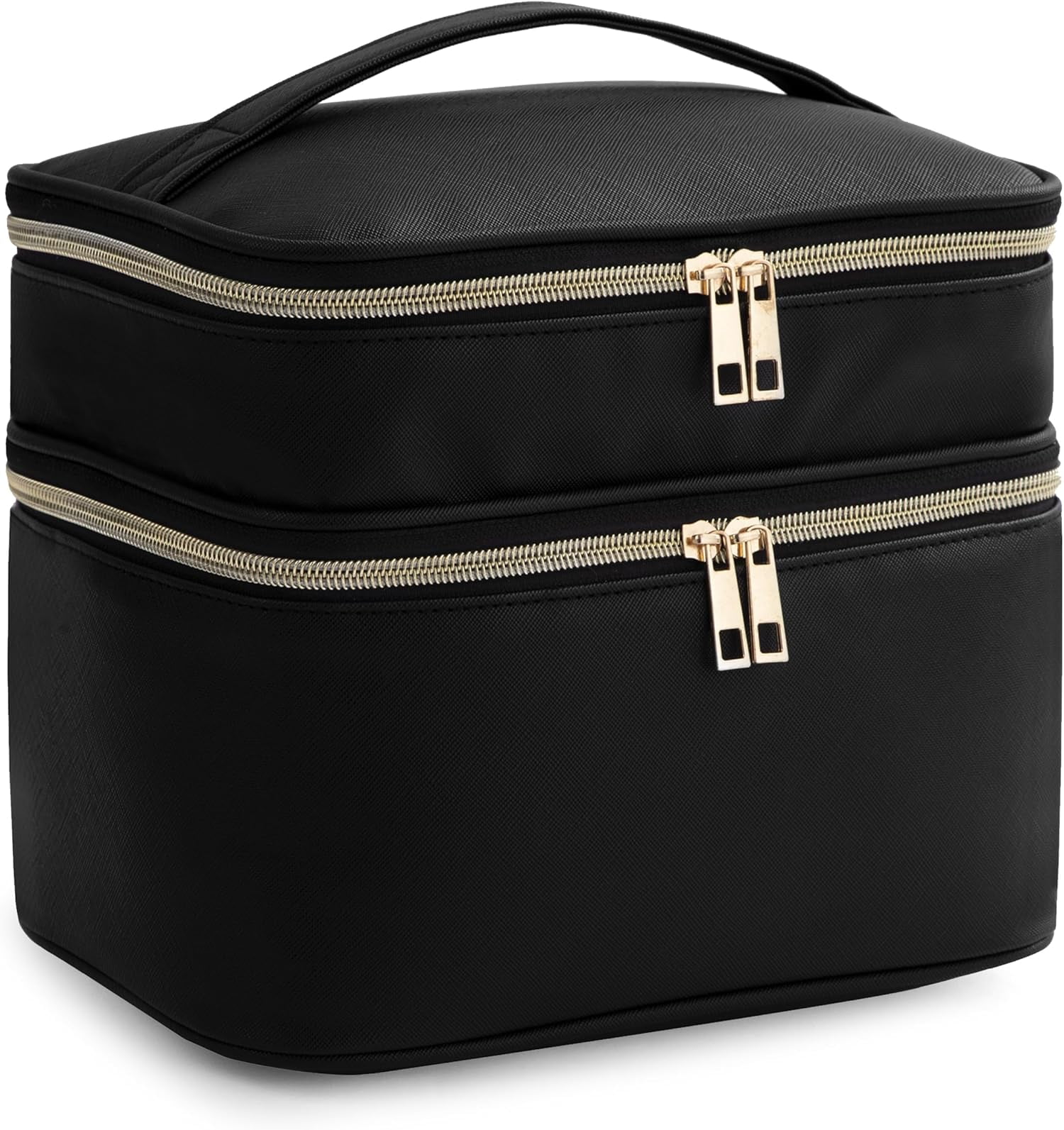 Double Layer Travel Makeup Bag Portable Cute Leather Bag Large Make Up ...