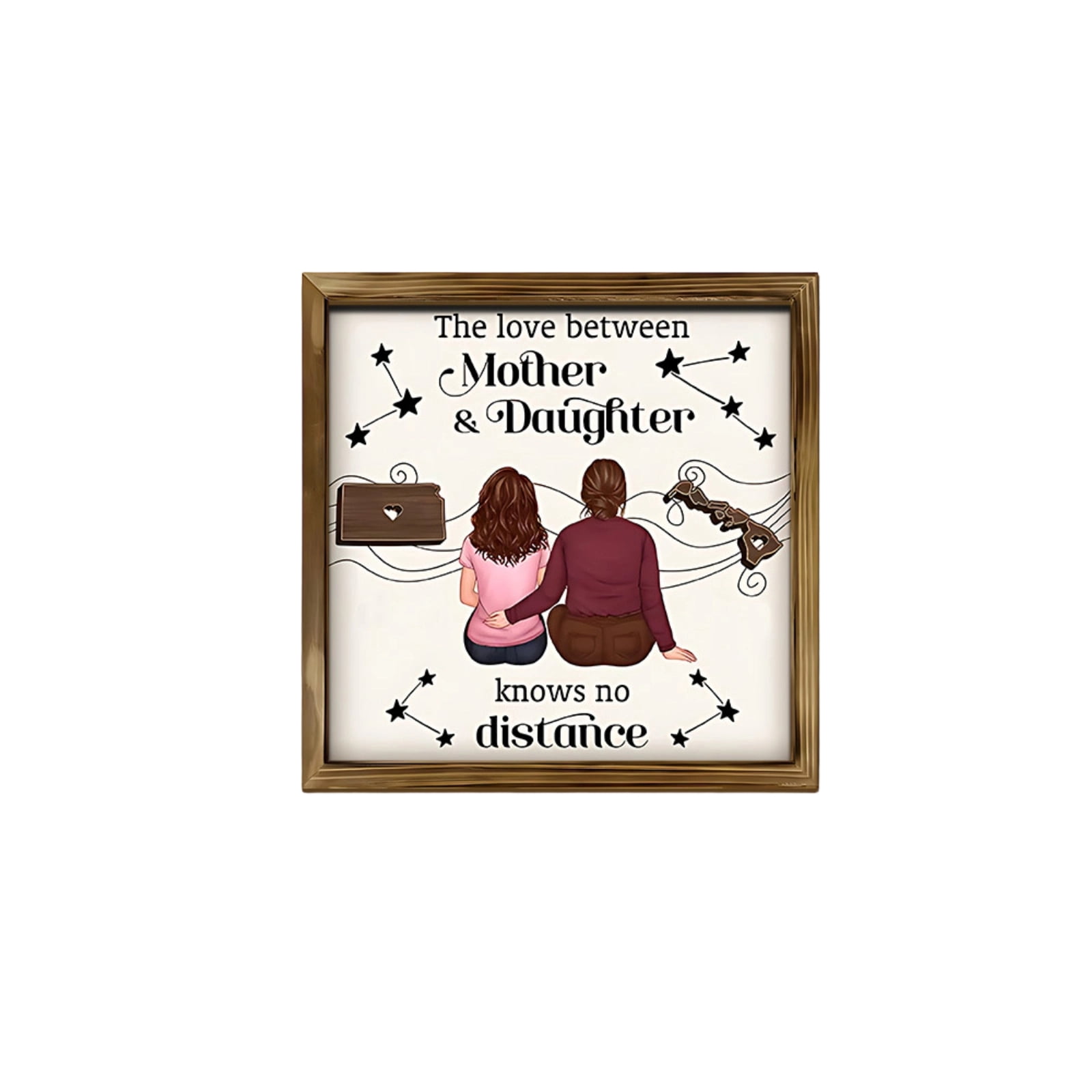 Double Layer Wooden Photo Frame, Mother and Daughter Walking Hand in ...