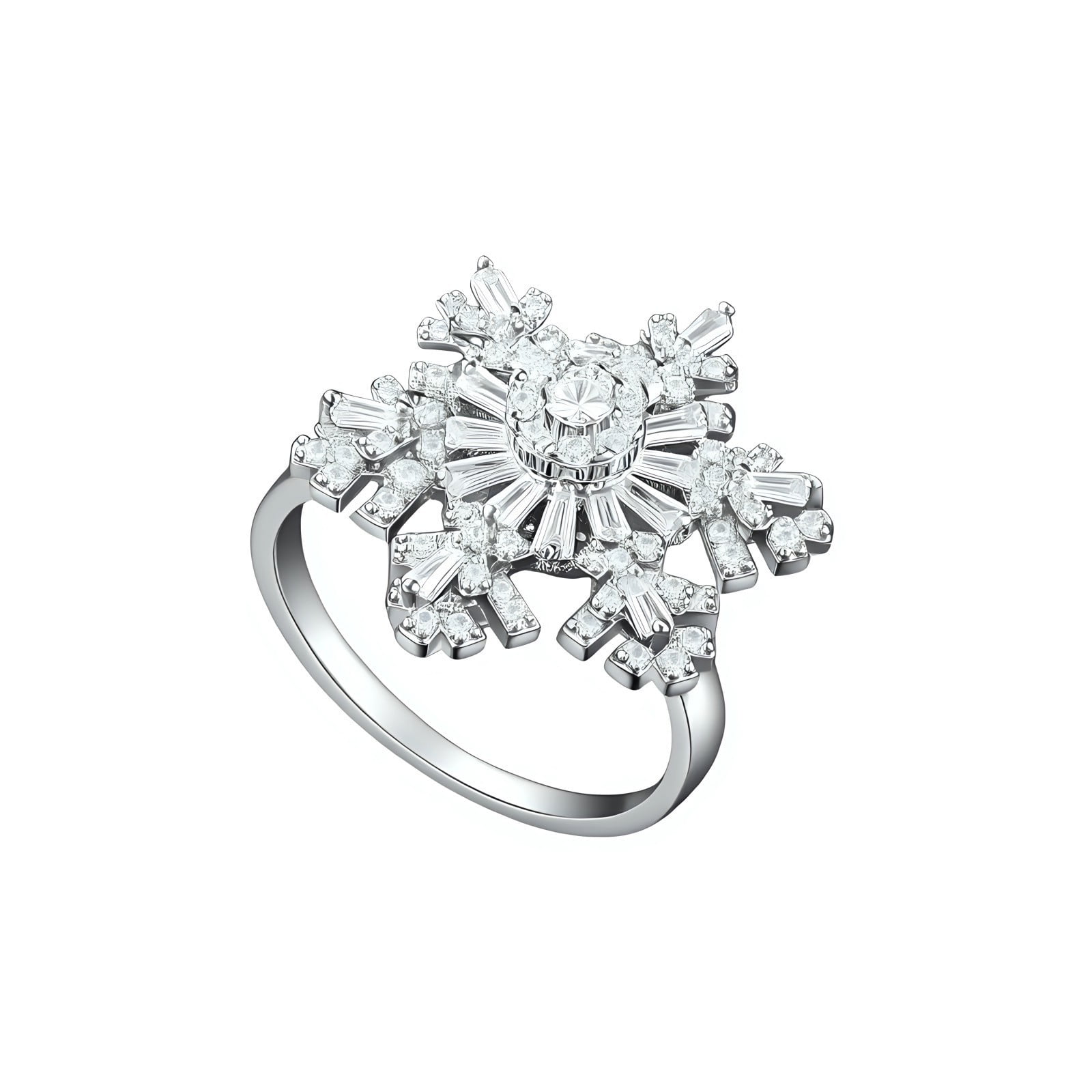 Double Layer Zircon Snowflake Rings Copper Materials Lightweight ...