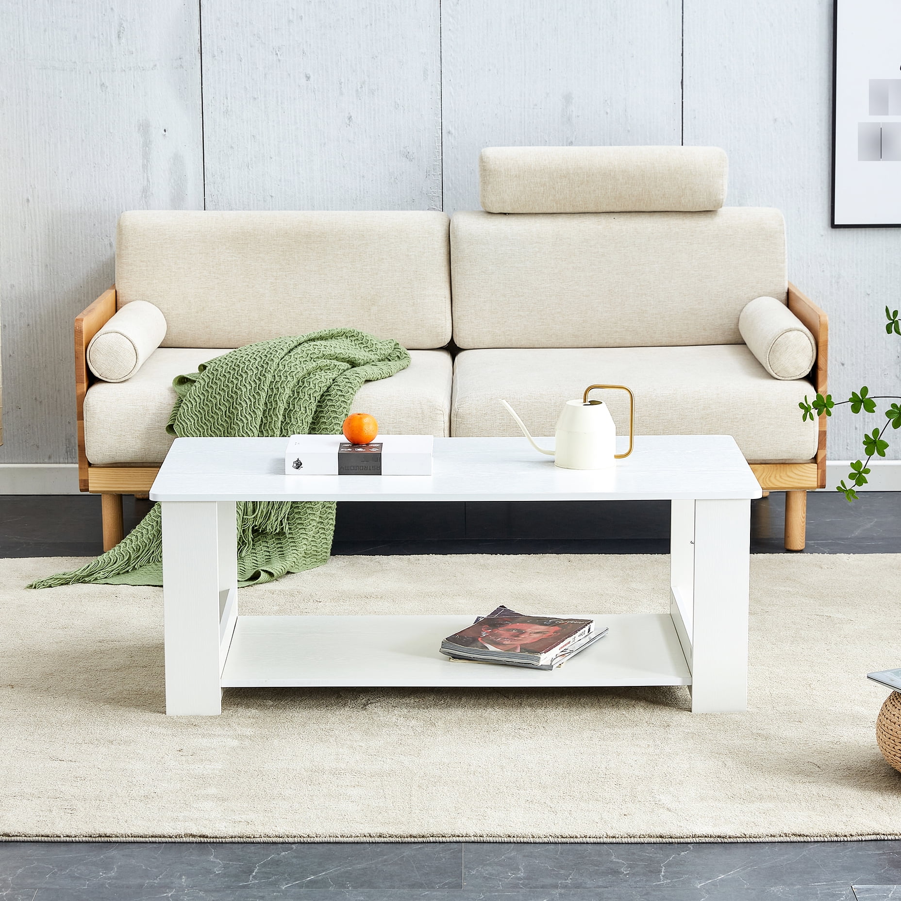 Double Layered Coffee Table In White, Blending Well With Living Room ...