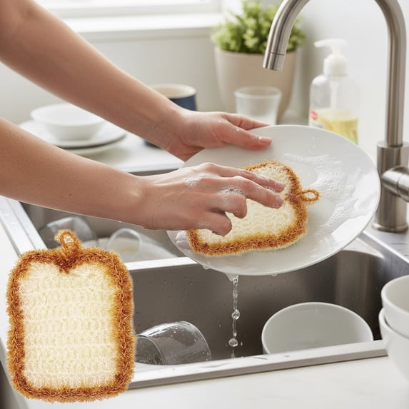Double-Layered Crochet Dish Scrubbers, Reusable and Non-Scratch Kitchen ...