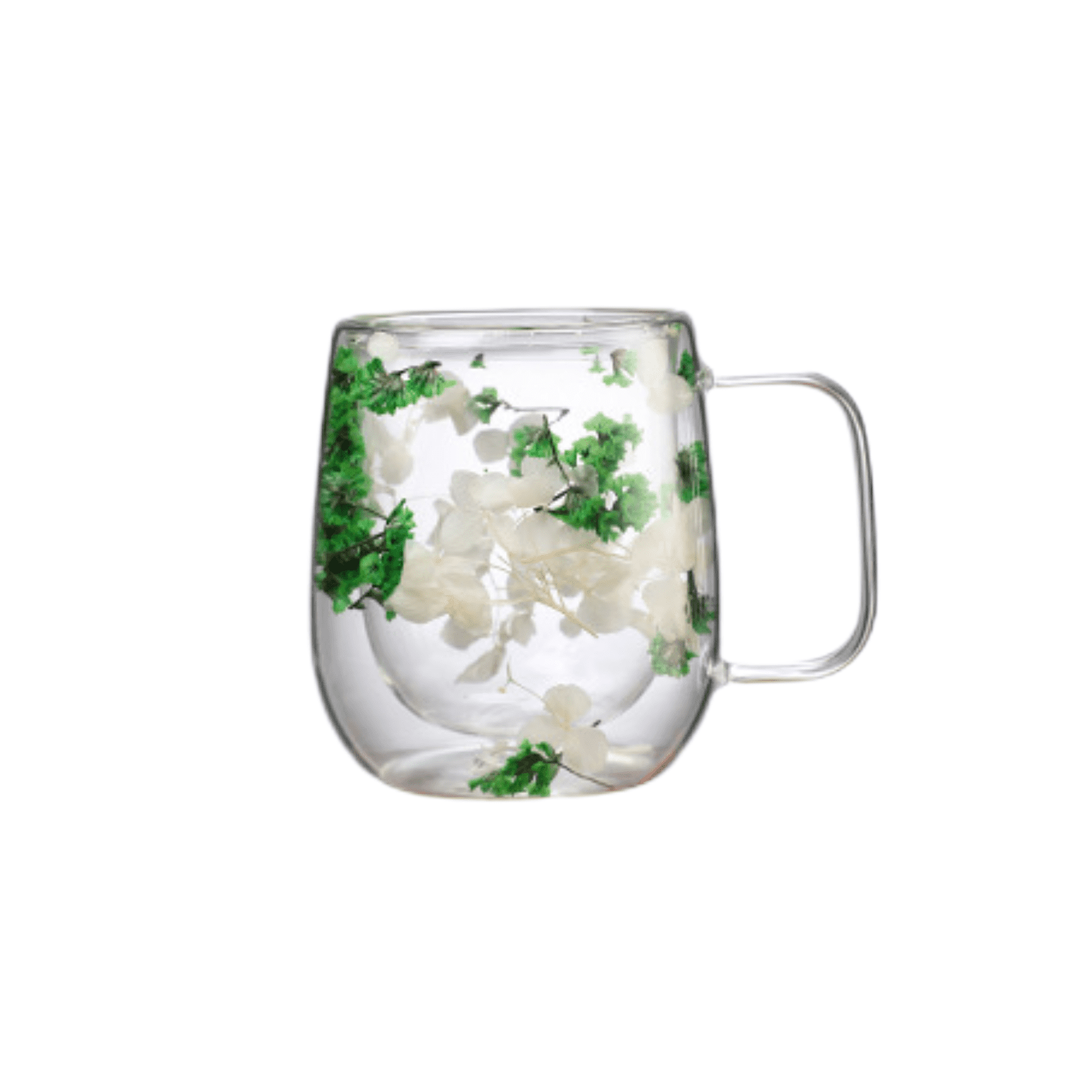 Double Layered Glass Cup, Transparent Floral Glass Cup Cute Glass Tea ...