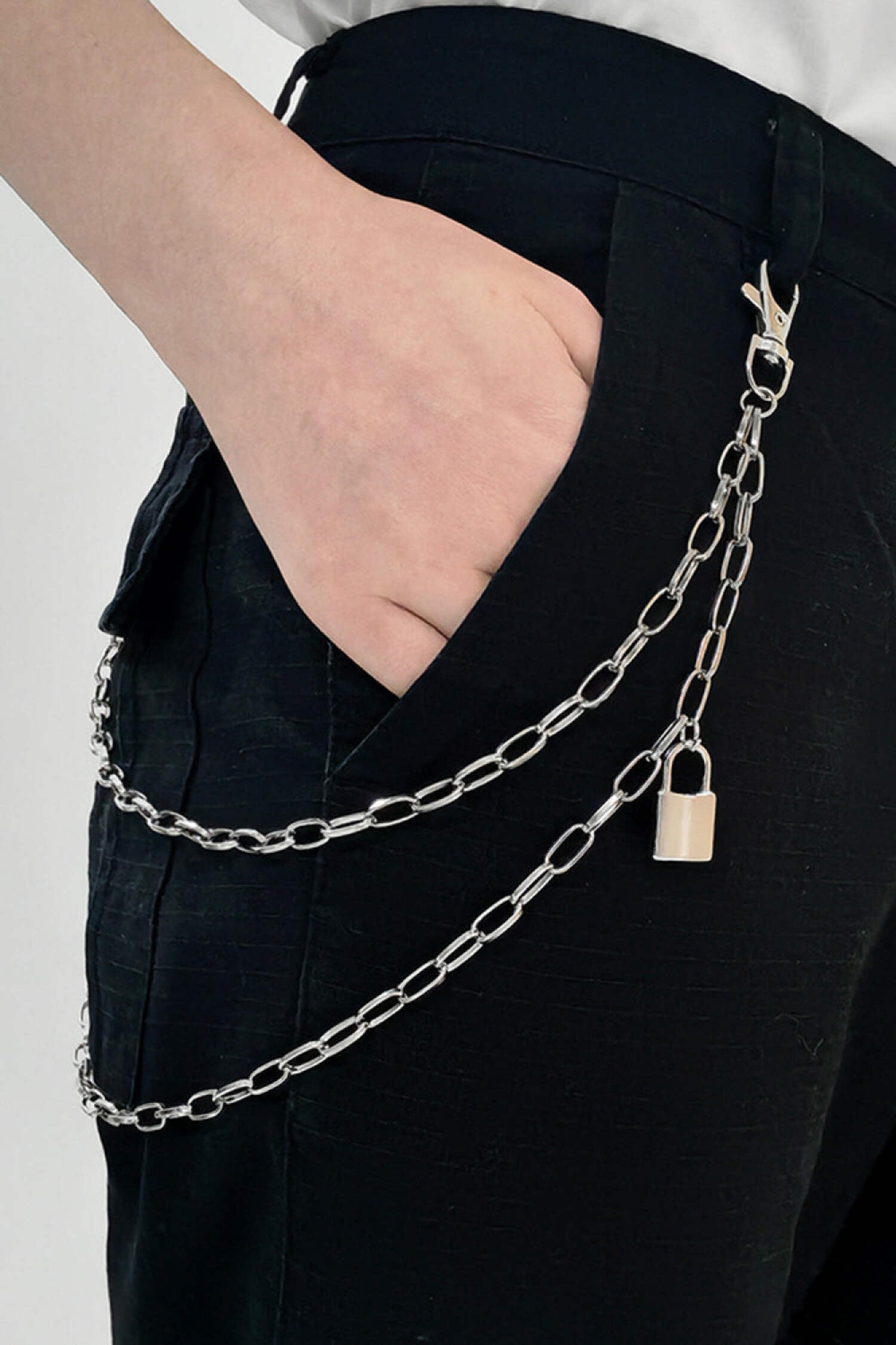 Double Layered Iron Chain Belt with Lock Charm - Walmart.com