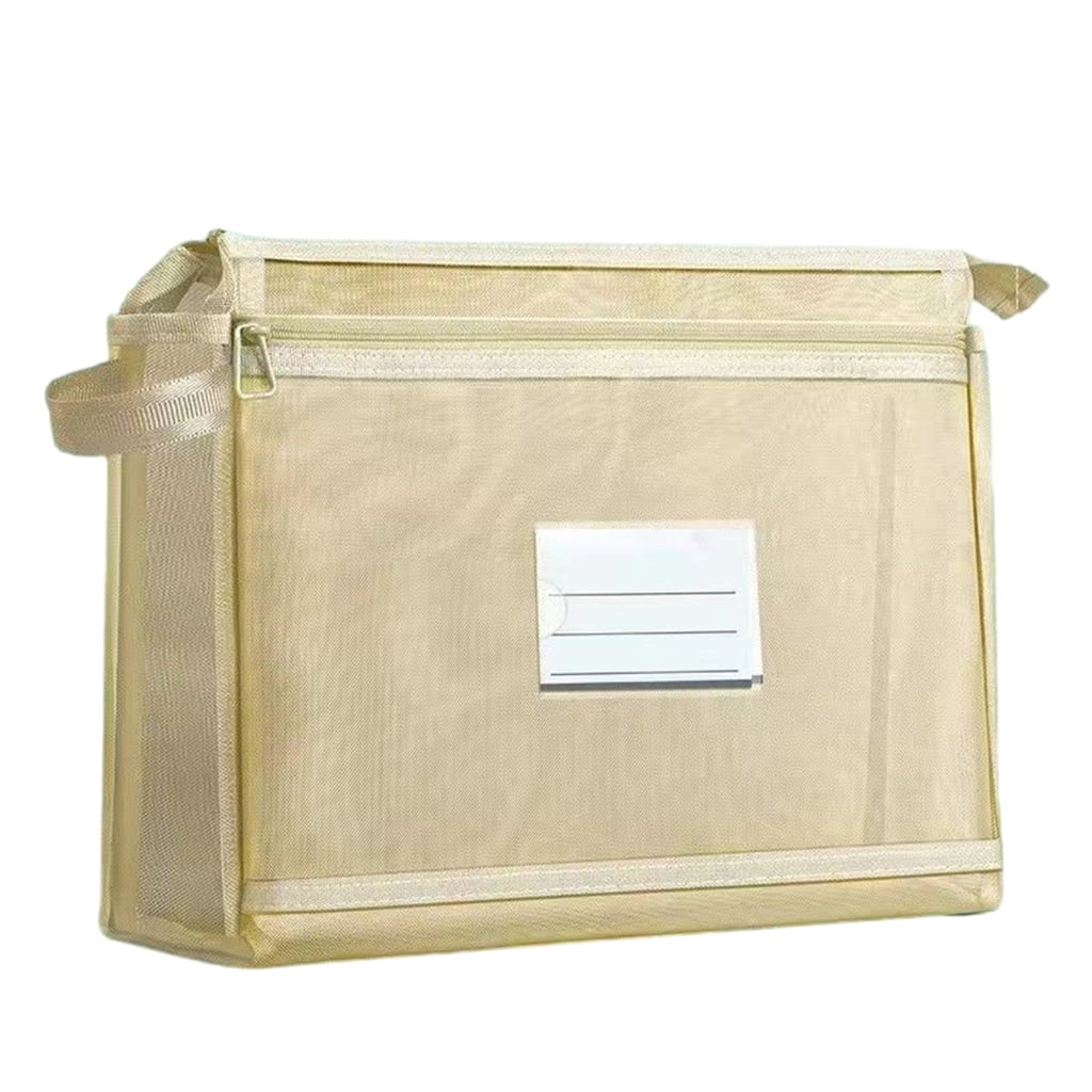 Double Layered Mesh File Bag Document Organiser with Clear Label Window ...