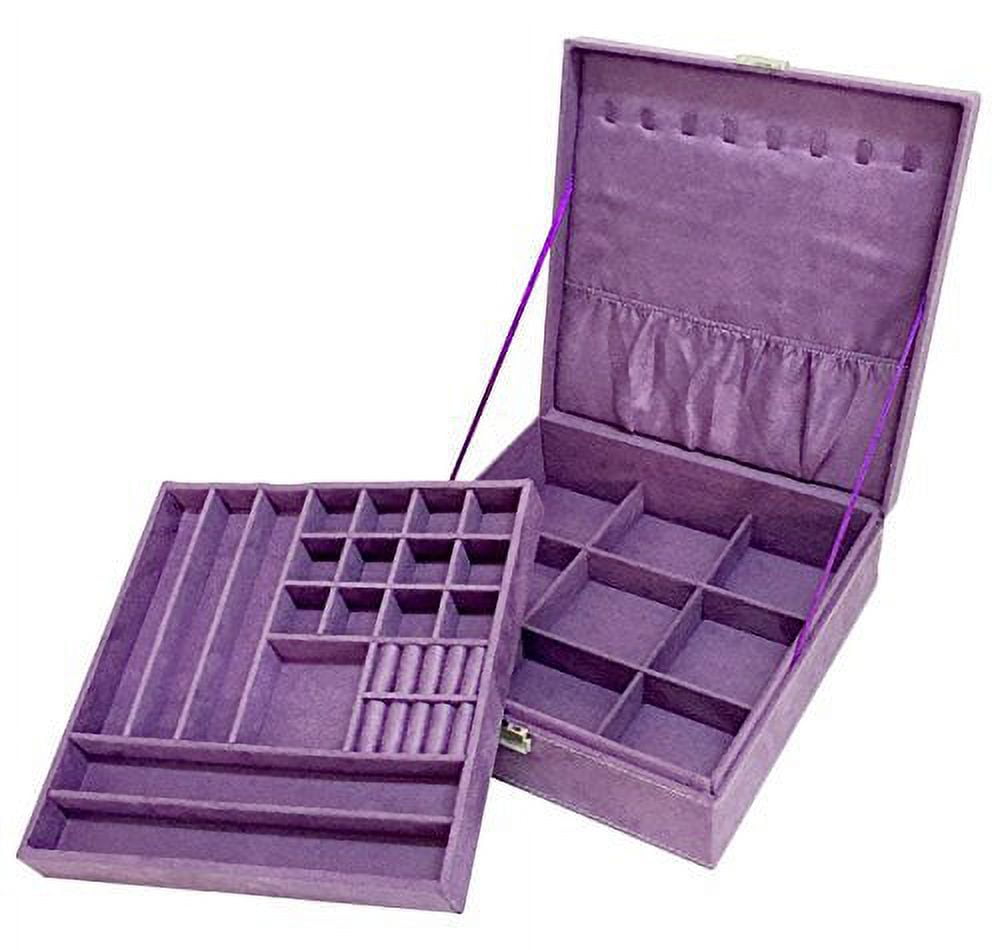 Double-Layered Purple Jewelry Storage Box with Secure Lock - Walmart.com